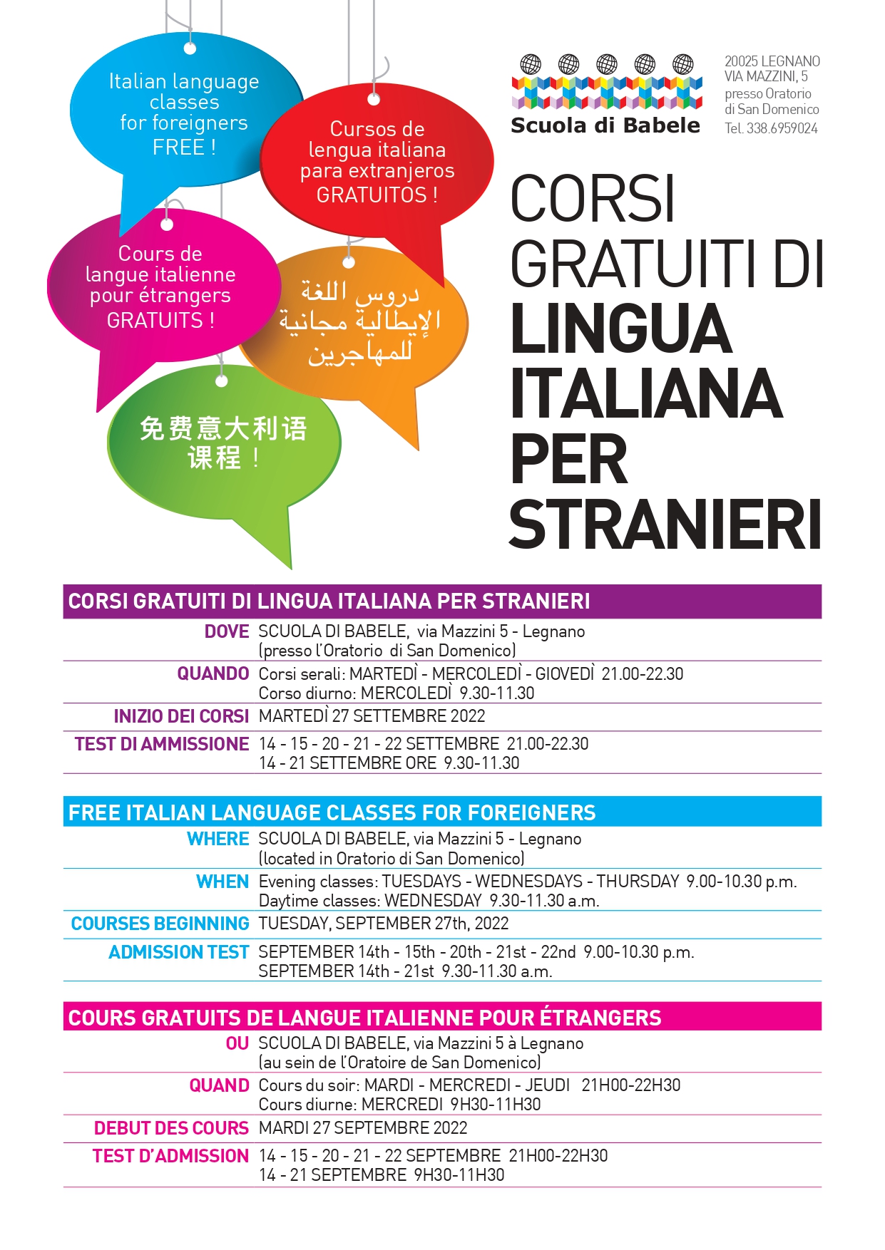 Scuola di Babele: Corsi gratuiti di lingua italiana per stranieri ...